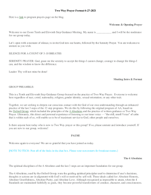 Fillable Online ES&F 2 Way Prayer Format - Emotional Sobriety And Food ...