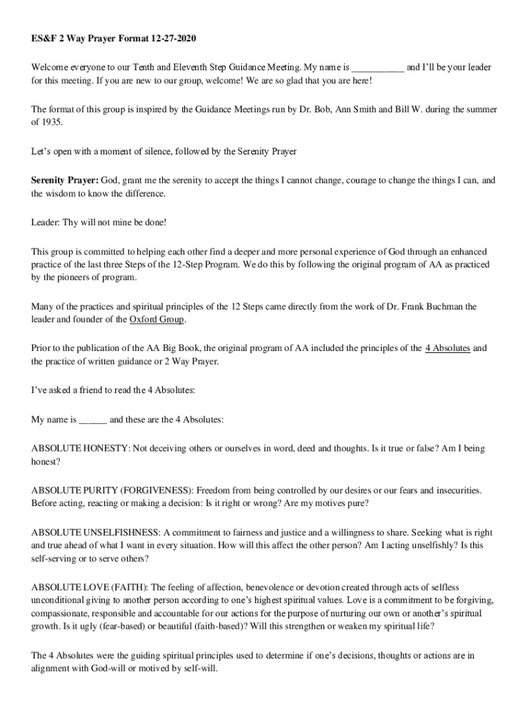 Fillable Online ES&F 2 Way Prayer Format 12-27-2020 Fax Email Print ...