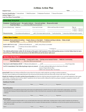 Fillable Online Asthma Action Plan for Children age 6-18 - Child Health ...