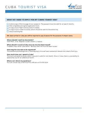Fillable Online The Cuba Tourist Visa Application Form Explained. Fax ...