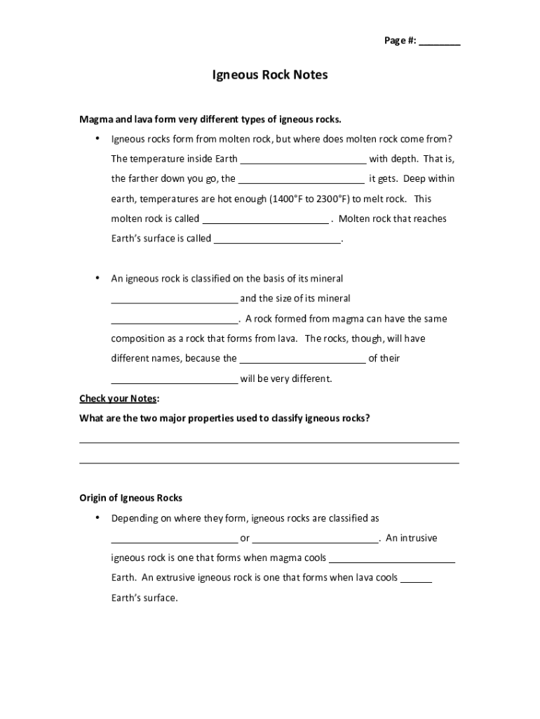 Fillable Online igneous rock notes.docx Fax Email Print - pdfFiller