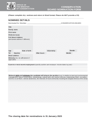 conservation board nomination Doc Template | pdfFiller