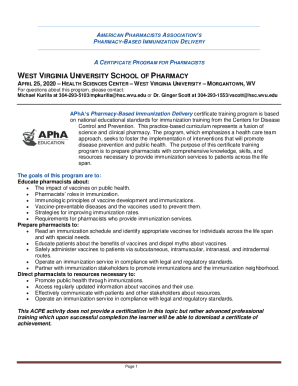Fillable Online pharmacy hsc wvu APhA Certificate Training Programs ...