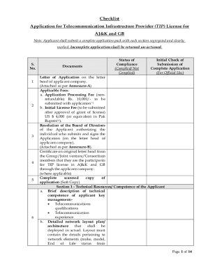 Fillable Online Telecommunications Application Form and Checklist ...