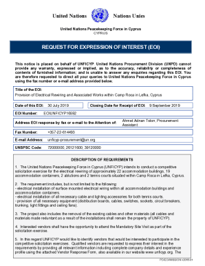 Fillable Online unficyp unmissions REQUEST FOR EXPRESSION OF INTEREST (EOI) - PDF Free ... Fax ...