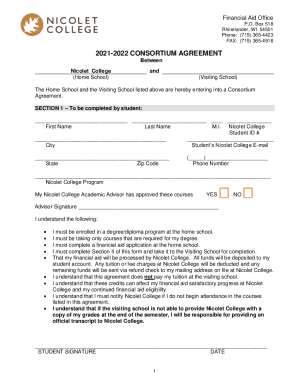 Fillable Online 2021-2022 CONSORTIUM AGREEMENT - Nicolet College Fax ...