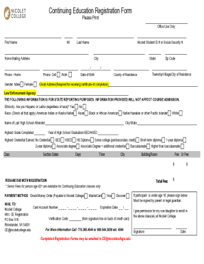 Fillable Online Fillable Continuing Education Complete the registration form ... Fax Email Print ...