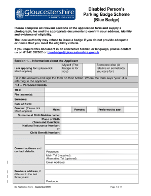 Fillable Online How To Fill In The Blue Badge Application # ...