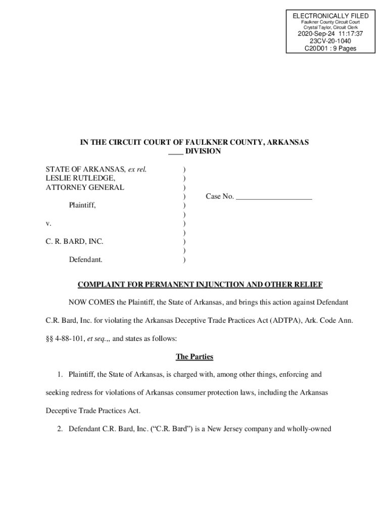 Fillable Online Faulkner County Circuit Court Approved for Electronic Filing ... Fax Email Print ...