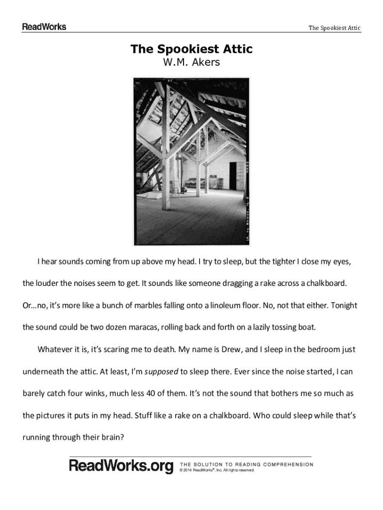 Fillable Online The Spookiest Attic, Fourth Grade Reading Passage Fax ...