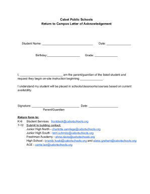 Fillable Online Return to Campus Letter of Acknowledgement. Fax Email Print - pdfFiller
