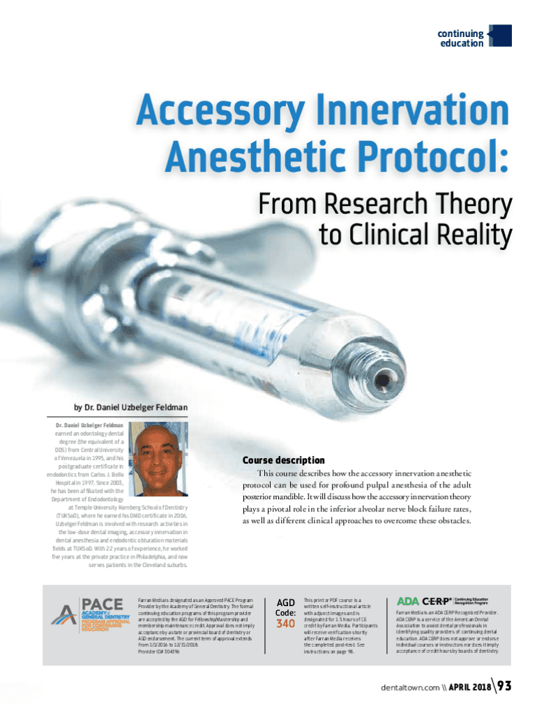 Fillable Online Accessory Innervation Anesthetic Protocol by Dr. Daniel ...