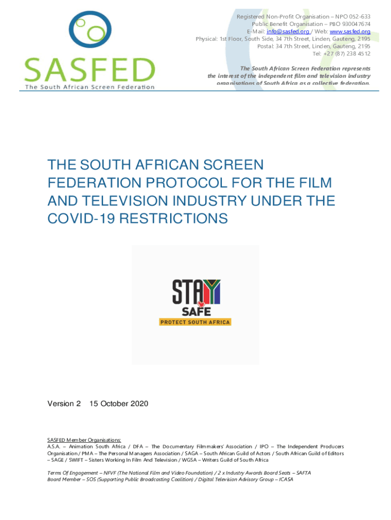 Fillable Online THE SOUTH AFRICAN SCREEN FEDERATION PROTOCOL FOR THE ...