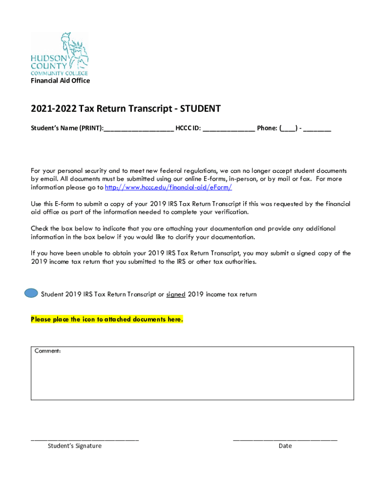 Fillable Online Student's Federal Tax Transcript Instructions Fax Email ...