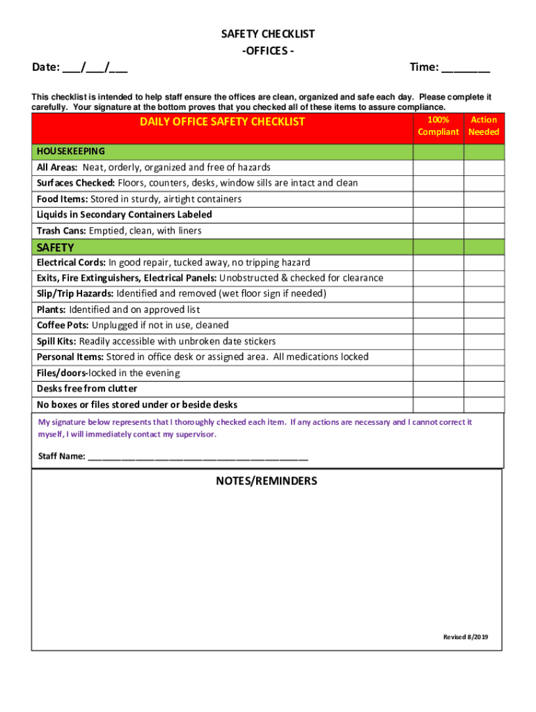 Fillable Online SAFETY CHECKLIST Fax Email Print - pdfFiller