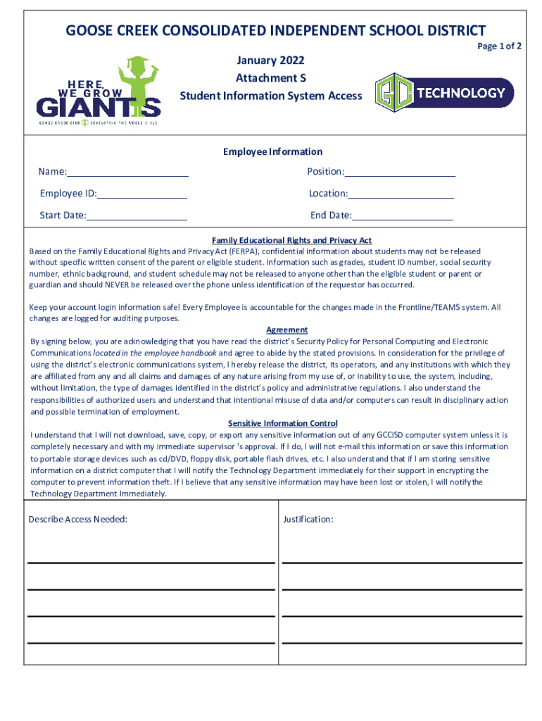 Fillable Online Goose Creek CISD Field Observation Request Form Fax ...