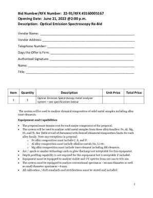 Fillable Online Invitation to Bids and Requests for Proposals Fax Email ...