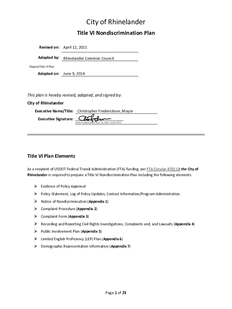 Fillable Online Title VI Template for Transit - WisDOT.pdf Fax Email ...