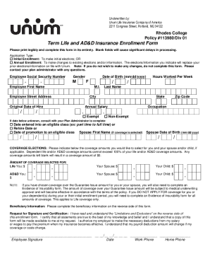 Fillable Online express rhodes Fillable Online UNUM Voluntary Life ...