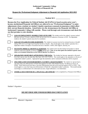 Fillable Online Financial Aid Professional Judgment Worksheet 2022-2023 ...