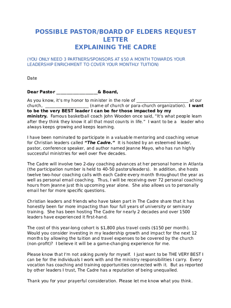 possible pastor/board of elders request letter explaining the ... Doc ...