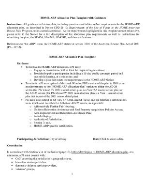 Fillable Online HOME-ARP Allocation Plan Template with Guidance - SHRA ...