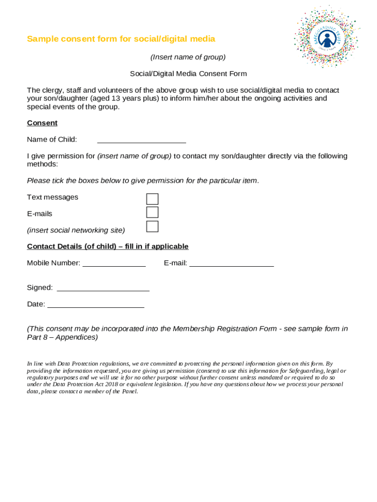Sample consent for social and digital media Doc Template | pdfFiller