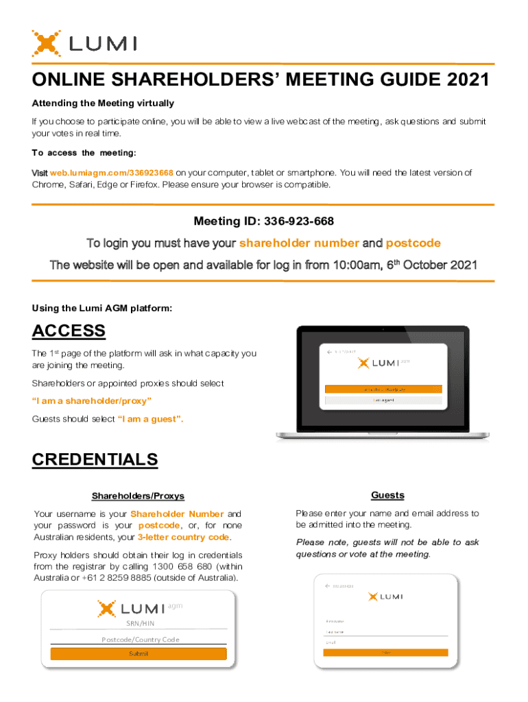 Fillable Online THE LUMI AGM PLATFORM Fax Email Print - pdfFiller