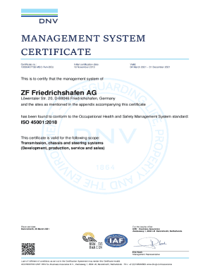 Fillable Online MANAGEMENT SYSTEM CERTIFICATE - ZF Fax Email Print ...