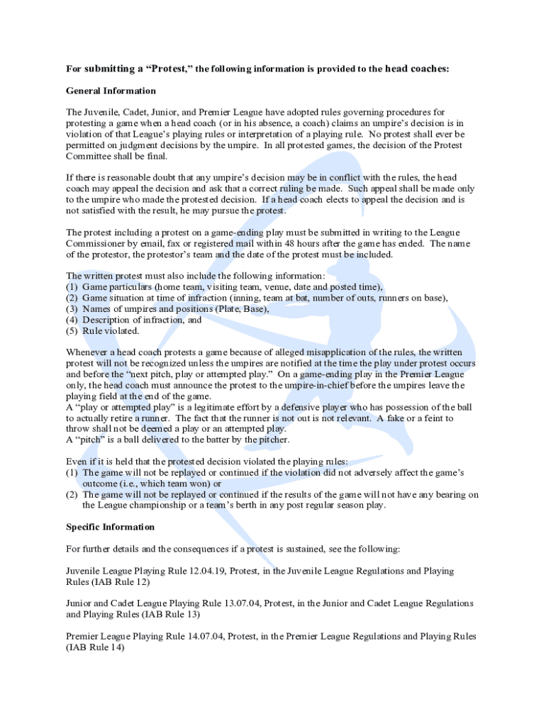 Fillable Online Removal of Protest Form Fax Email Print - pdfFiller