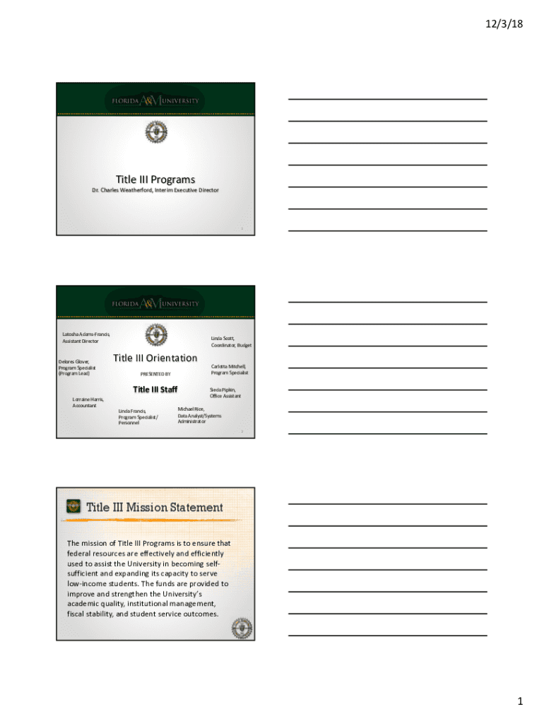 Fillable Online 12/3/18 1 Title III Programs Title III Mission ...