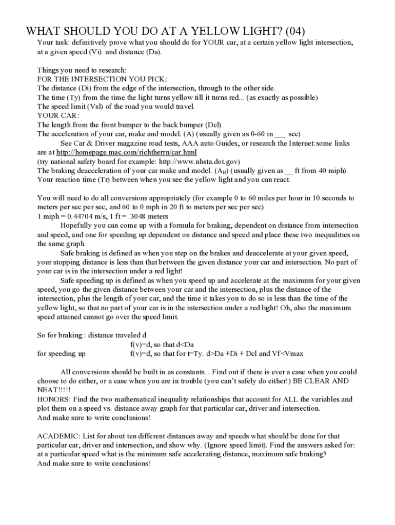 Fillable Online Traffic Signals Rules: Red, Yellow, Green & Flashing ...