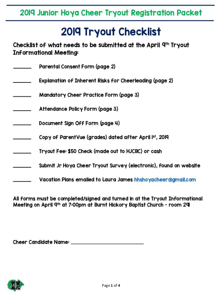 Fillable Online gulf shores high school cheerleading tryout packet Fax ...