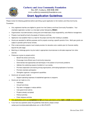 Fillable Online Grant Application GuidelinesRivers and Area Community ...