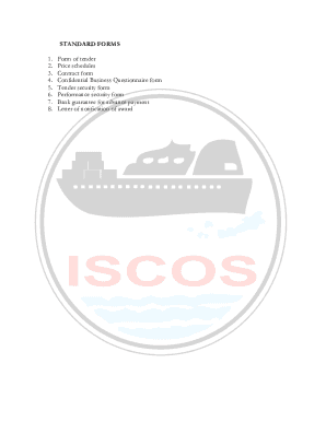Fillable Online STANDARD FORMS 1. Form of tender 2. Price schedules 3 ...