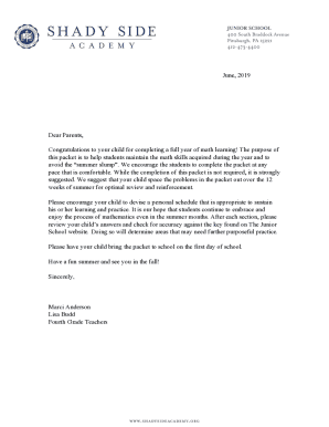 Fillable Online Math Incoming 7th Grade Summer Break Packet Fax Email ...