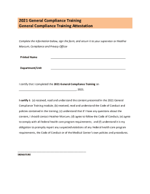 Fillable Online General Compliance Training Attestation Fax Email Print ...