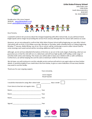 Fillable Online Admissions and Open DaysLittle Stoke Primary School Fax ...