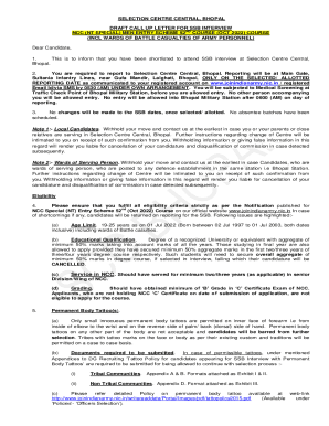 Fillable Online DRAFT CALL UP LETTER FOR SSB INTERVIEW Fax Email Print ...