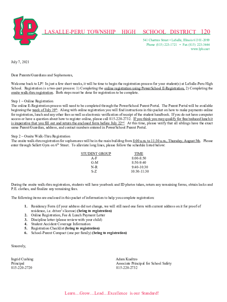 Fillable Online LaSalle-Peru Township High School District 120Education ...