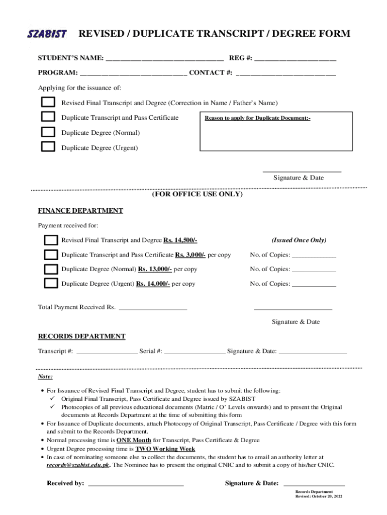 Fillable Online Student Application Form (Transcript, Migration Certificate ... Fax Email Print ...