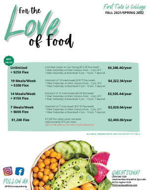 Fillable Online Student Dining Plans - UMD Dining Services Fax Email ...