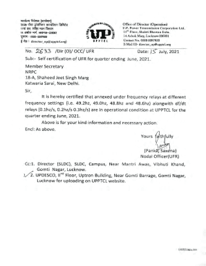 Fillable Online Self certification of UFR for quarter ending June, 2021 ...