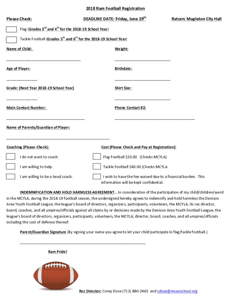 Fillable Online SFFL Player Registration - Surrey Flag Football League ...