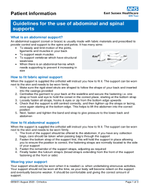 Fillable Online Guidelines for the use of abdominal and spinal supports ...