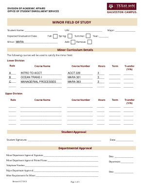 Fillable Online MARA Minor Field of Study Form Fax Email Print - pdfFiller