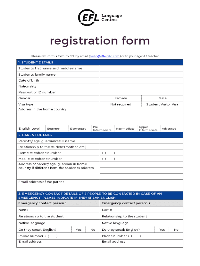 Fillable Online EFL Application Form - GoldKey Education Fax Email ...