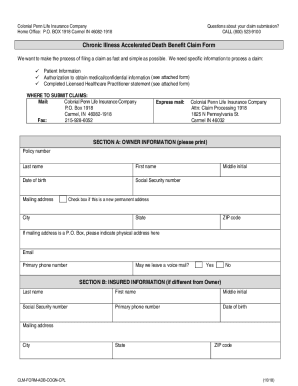 Fillable Online Chronic Illness Accelerated Death Benefit Claim Form ...