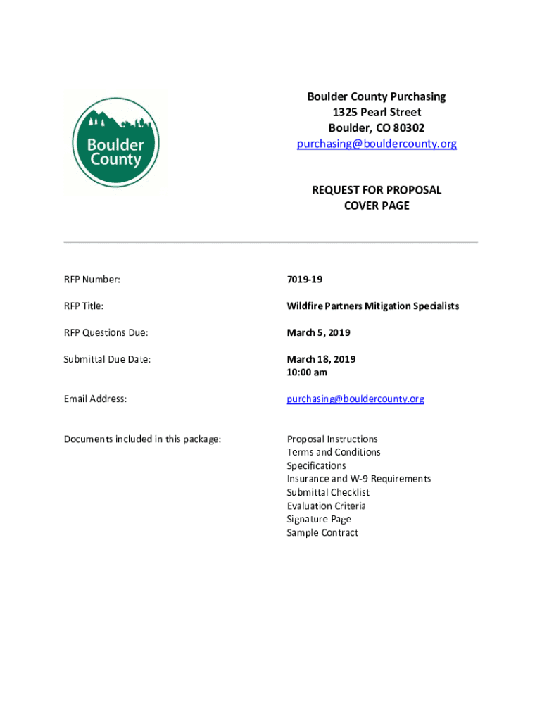 Fillable Online Boulder County Wildfire Fund Request for Proposals (RFP) Fax Email Print - pdfFiller