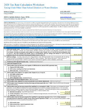 Fillable Online 2020 Tax Rate Calculation Worksheet - Carson County ...